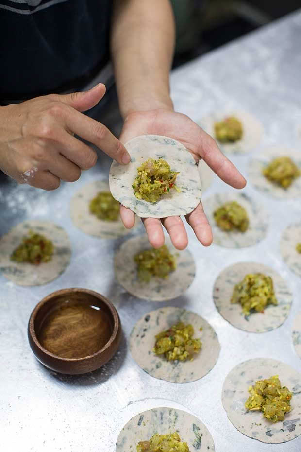 Recipe: Fish Dumplings with Karengo Seaweed Pastry and Shallot and ...
