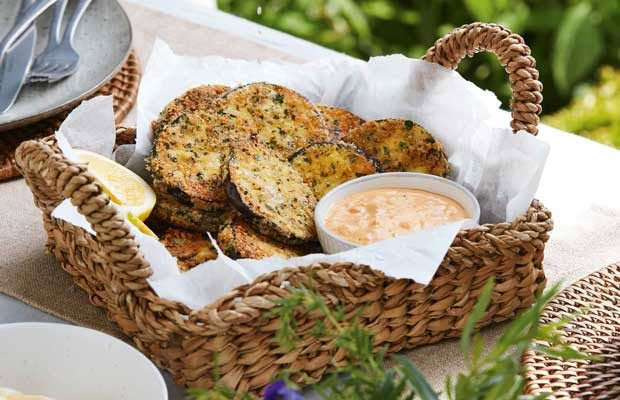 Recipe: Ruth Pretty's Parmesan-Crumbed Eggplant Rounds with Roasted Red ...