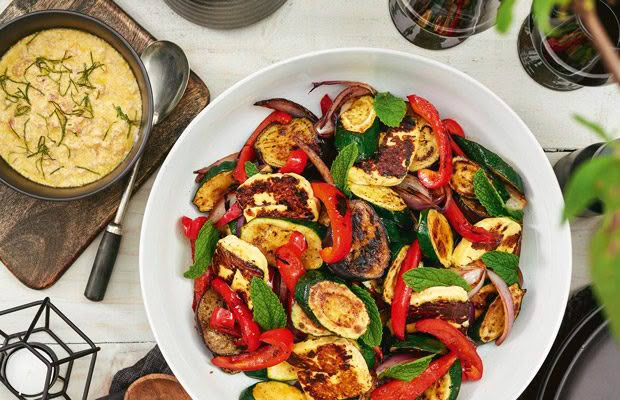 Recipe: Ruth Pretty's Grilled Haloumi, Spiced Courgette, Eggplant & Red ...