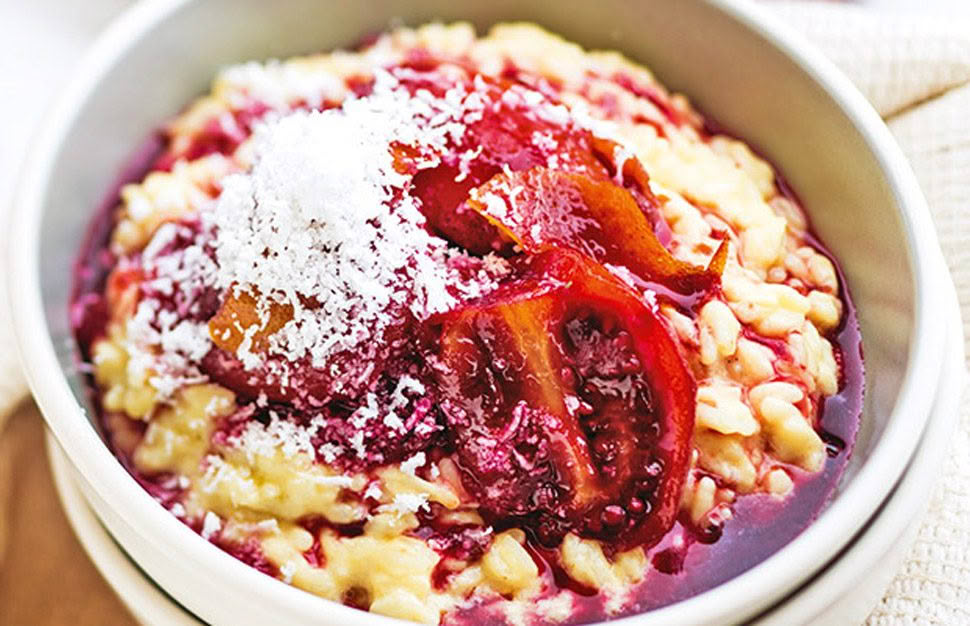 Recipe: Michael Van de Elzen's Sweet Risotto with Poached Tamarillos