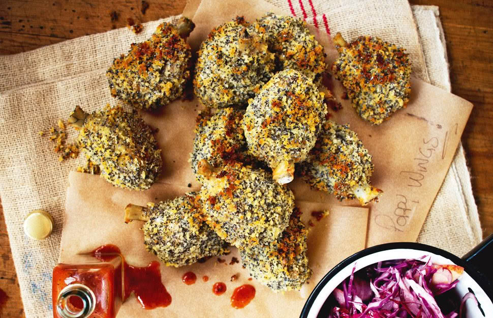 Recipe: Poppy-Crumbed Chicken Arms and Red Slaw