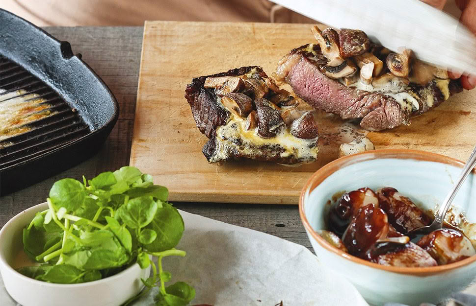 Recipe: Mushroom-Glazed Rump Steak with Shallots and Roasted Potatoes