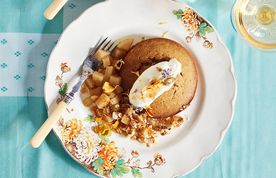 Recipe: Ginger Cakes with Nashi Pears, Vanilla Crème Fraîche and Walnut ...